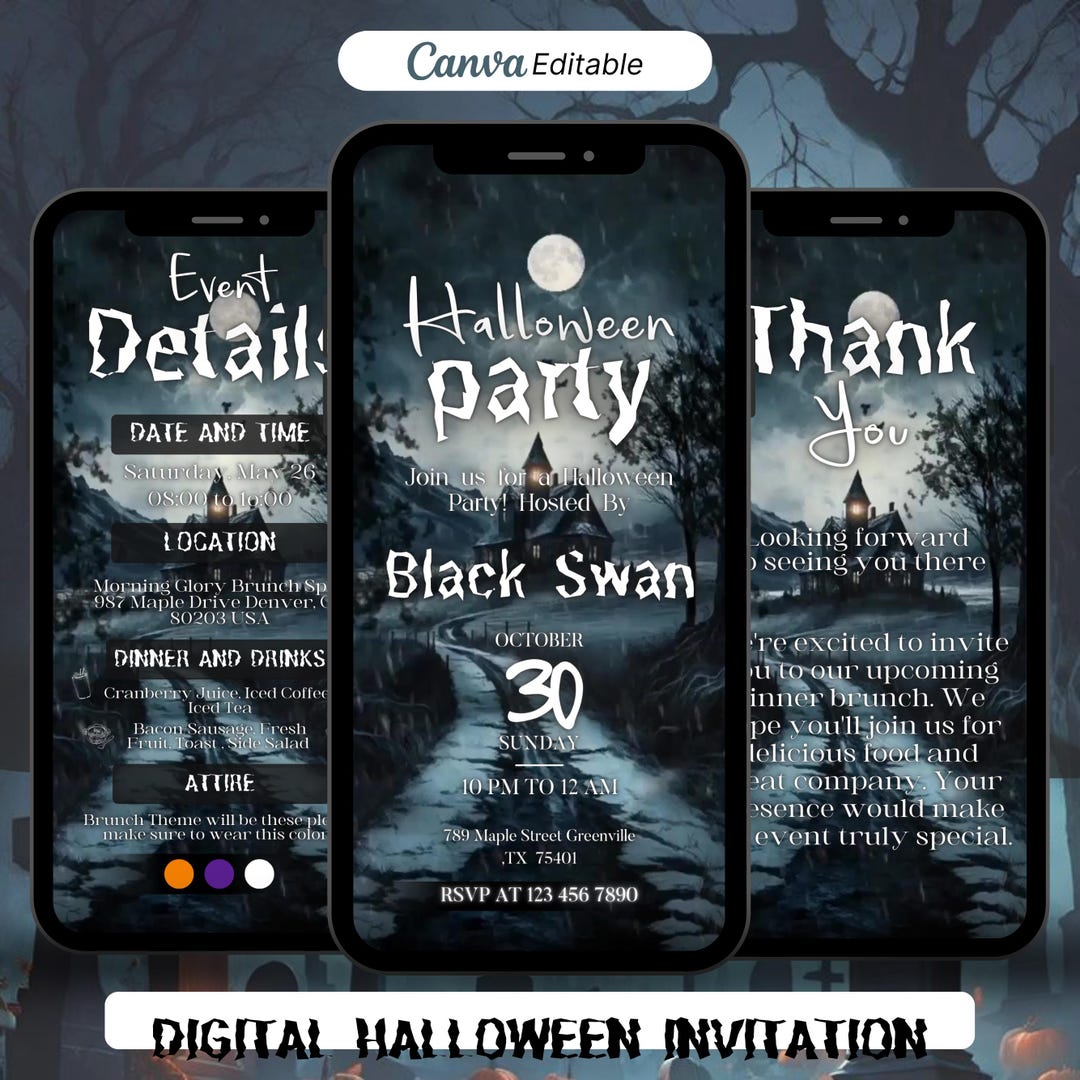 Digital Halloween Party Invitation, Animated Scull Pumpkin Party Video ...