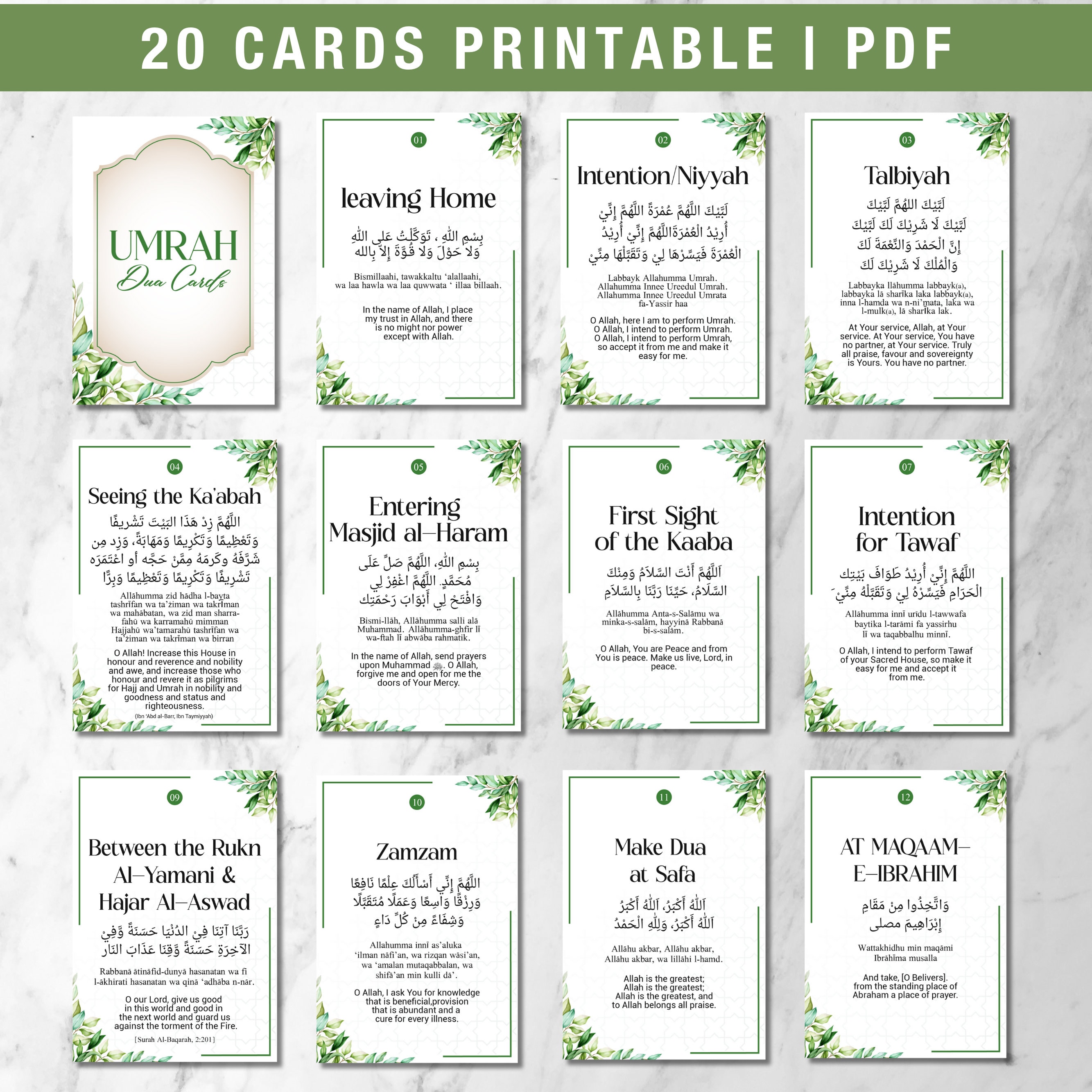 20 Umrah Dua Cards Printable, Umrah Flashcards, Umrah Mubarak Gift ...