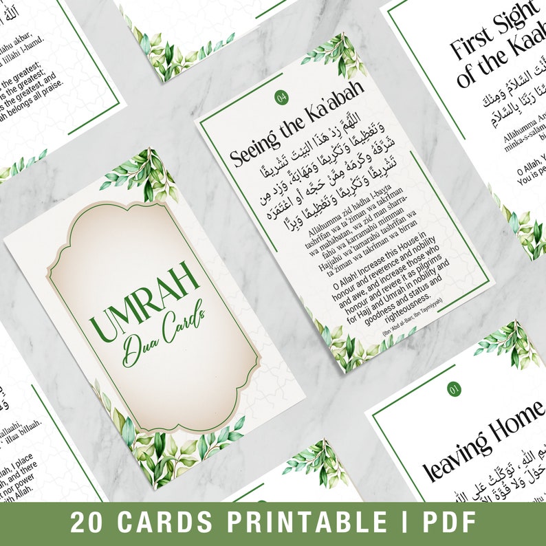20 Umrah Dua Cards Printable, Umrah Flashcards, Umrah Mubarak Gift ...