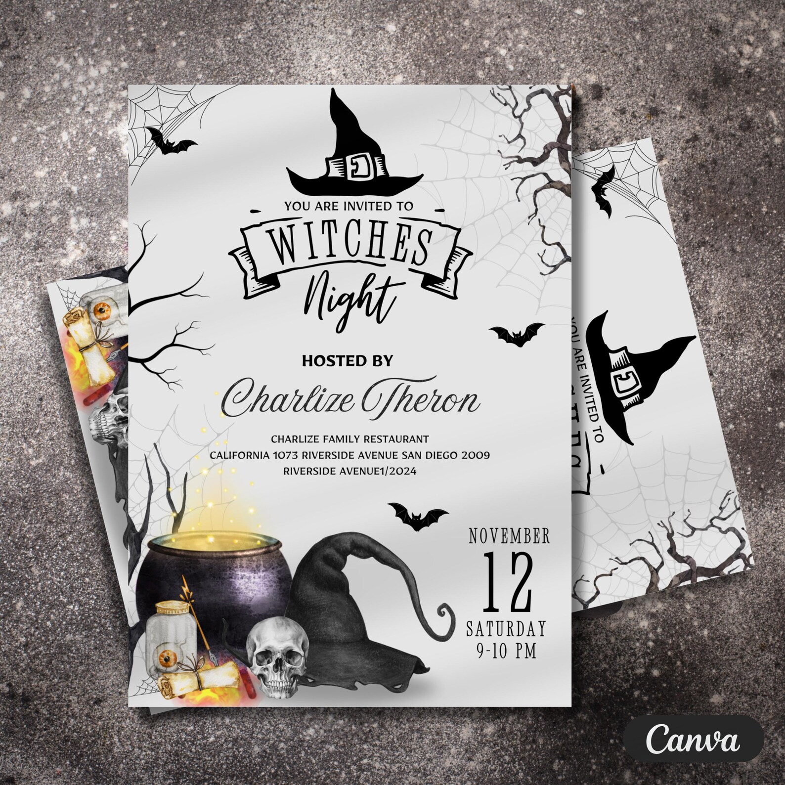 Halloween Witches Night Out Invitation, Editable Witch Birthday Invite ...