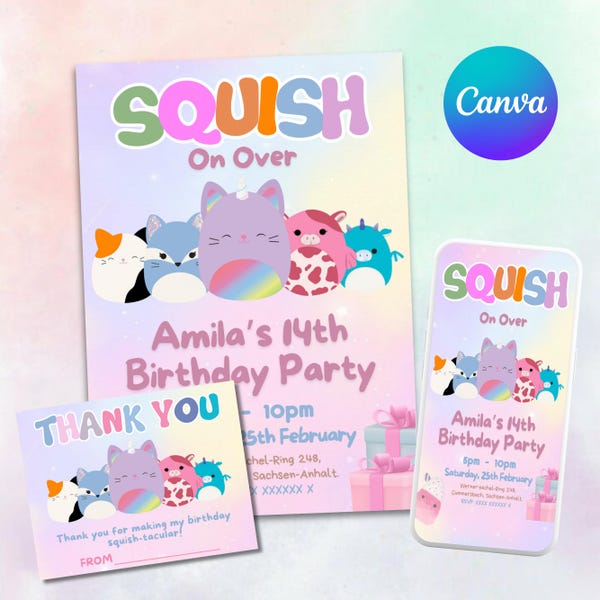 Squishy Party Invitation - Etsy