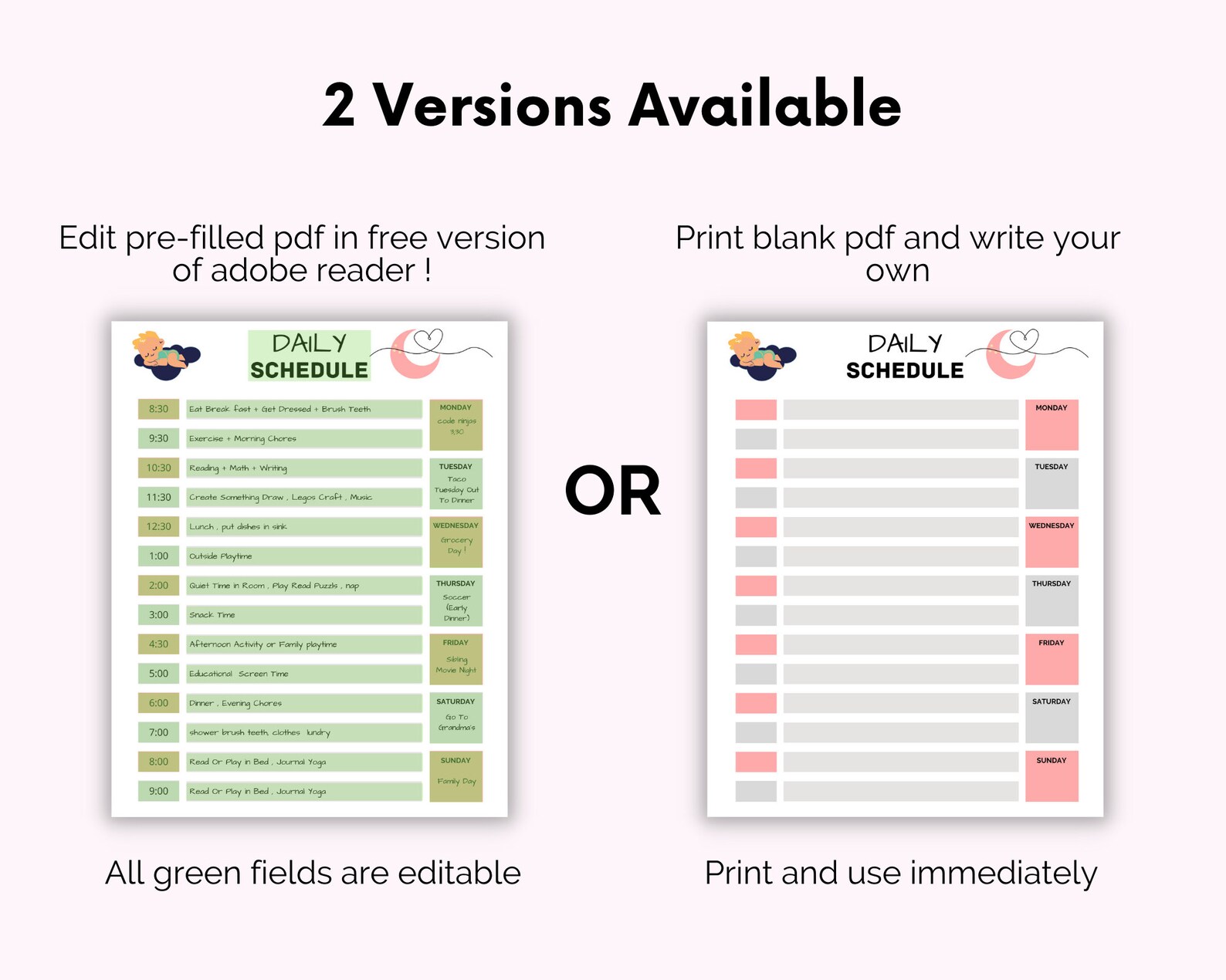 Editable Daily Schedule Daily Routineprintable Daily - Etsy