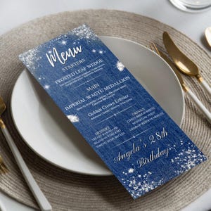 Denim and Diamonds Birthday Menu, Editable Denim & Diamonds Birthday ...