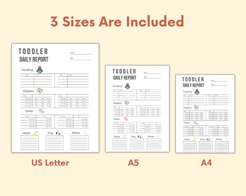 Toddler Schedule, Toddler Report, Toddler Daily Report, Toddler Tracker ...