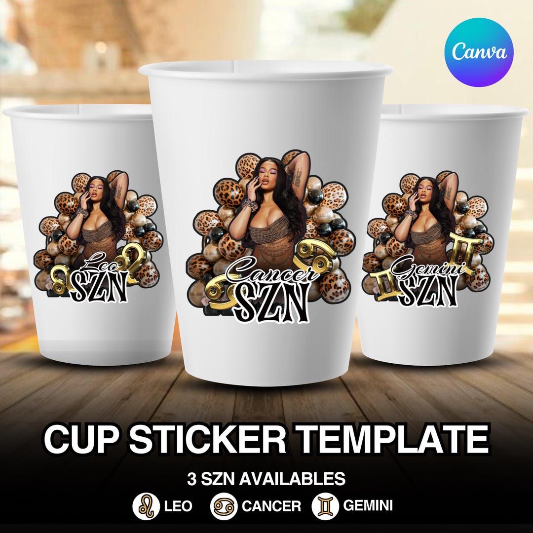 Styrofoam Cup Sticker Template, Editable Party Cup Template ...