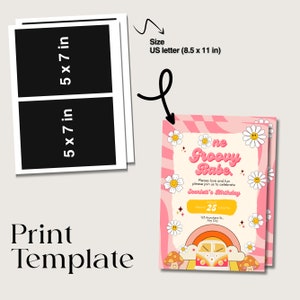 Editable ONE Groovy Babe Invitation, Pink Rainbow Groovy 1st Birthday ...