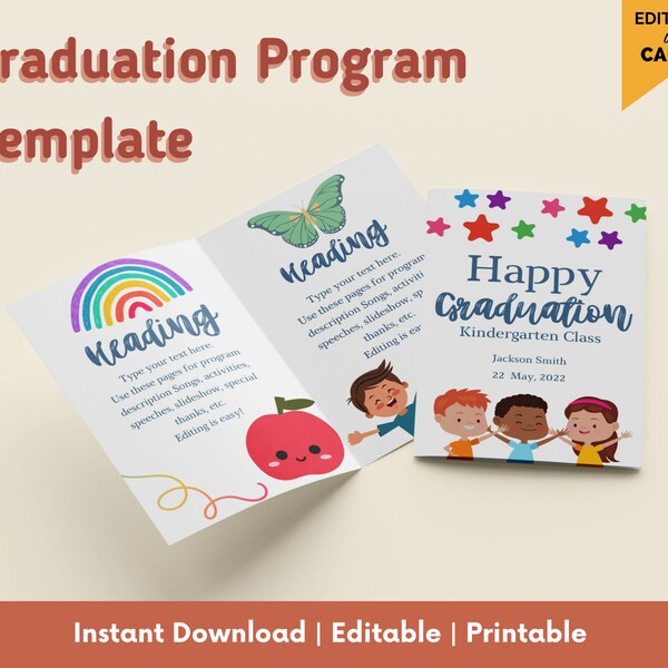 Preschool Graduation Ceremony Program Template - Etsy