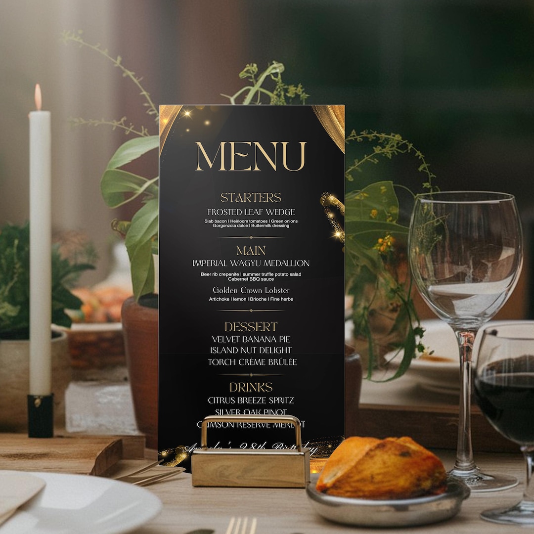 Editable Birthday Picture Menu, Full Picture Menu and Drink Card, Event ...