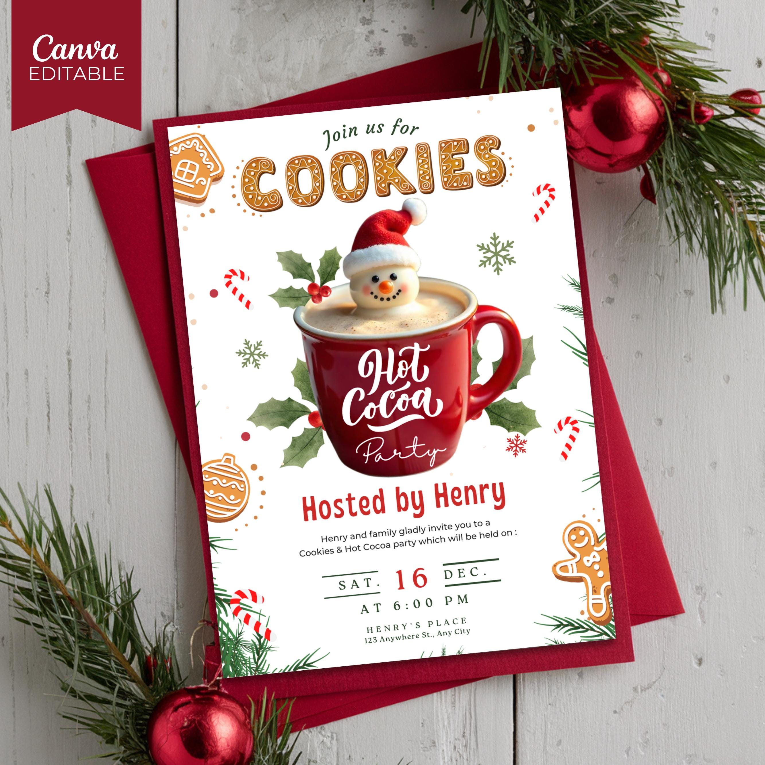 Editable Cookies and Hot Cocoa Party Invitation, Digital Hot Chocolate ...