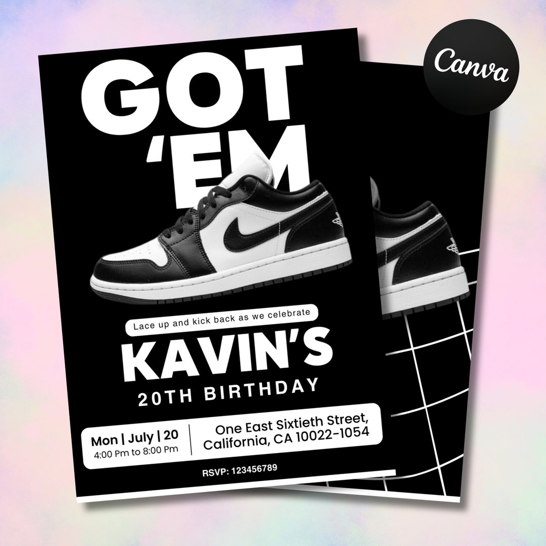 Editable Sneaker Birthday Party Invitation Template Sneaker Bash ...