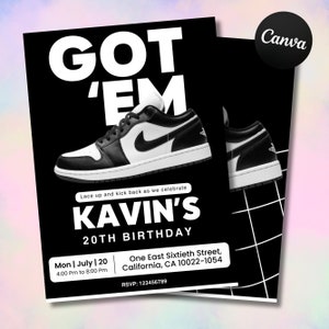 Editable Sneaker Birthday Party Invitation Template Sneaker Bash ...