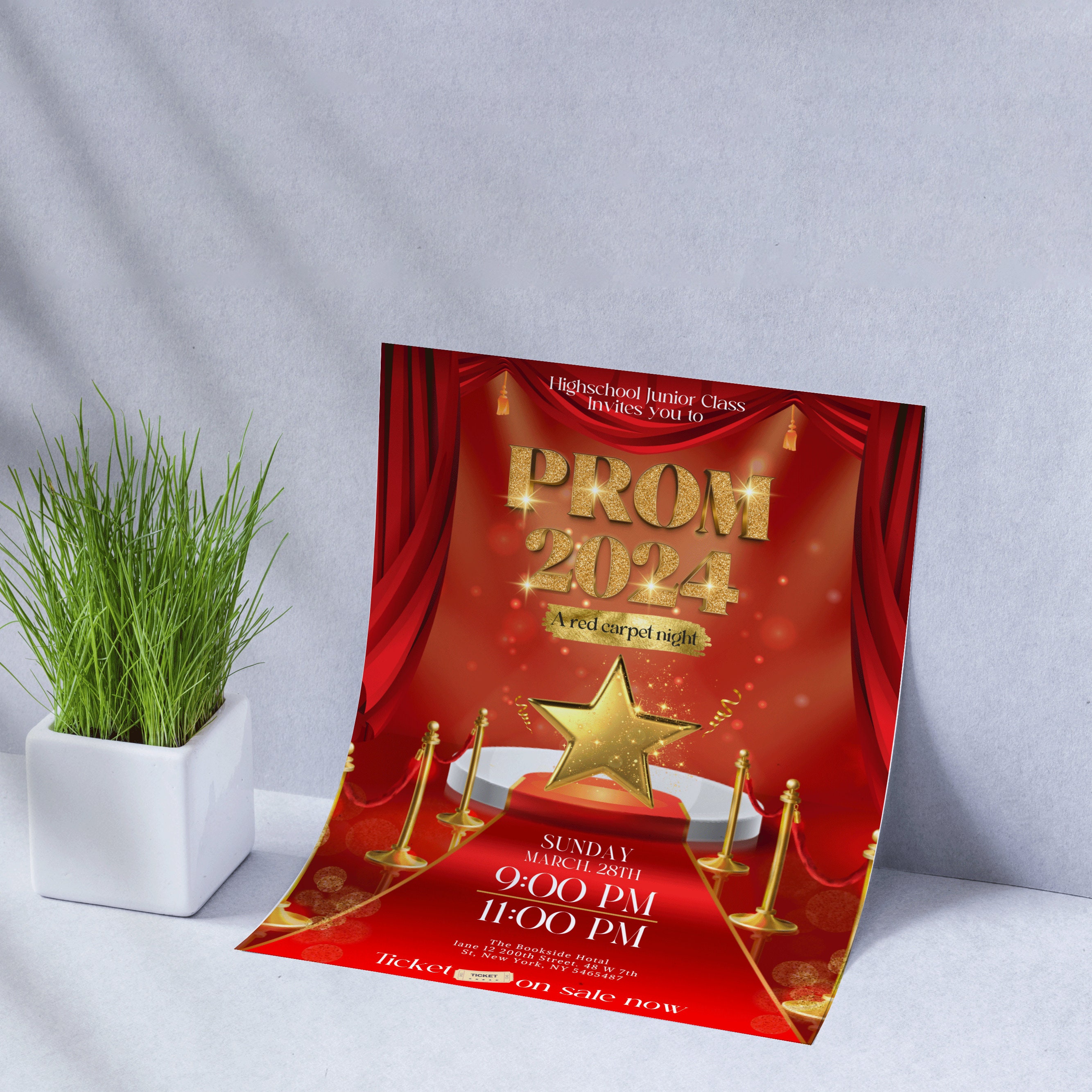 Prom Red Carpet Theme Flyer Prom Night Dance Flyer Under Red Carpet ...