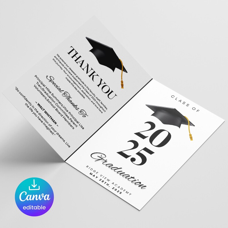 2025 Graduation Program Template, Editable 2025 Ceremony Card, Class of ...