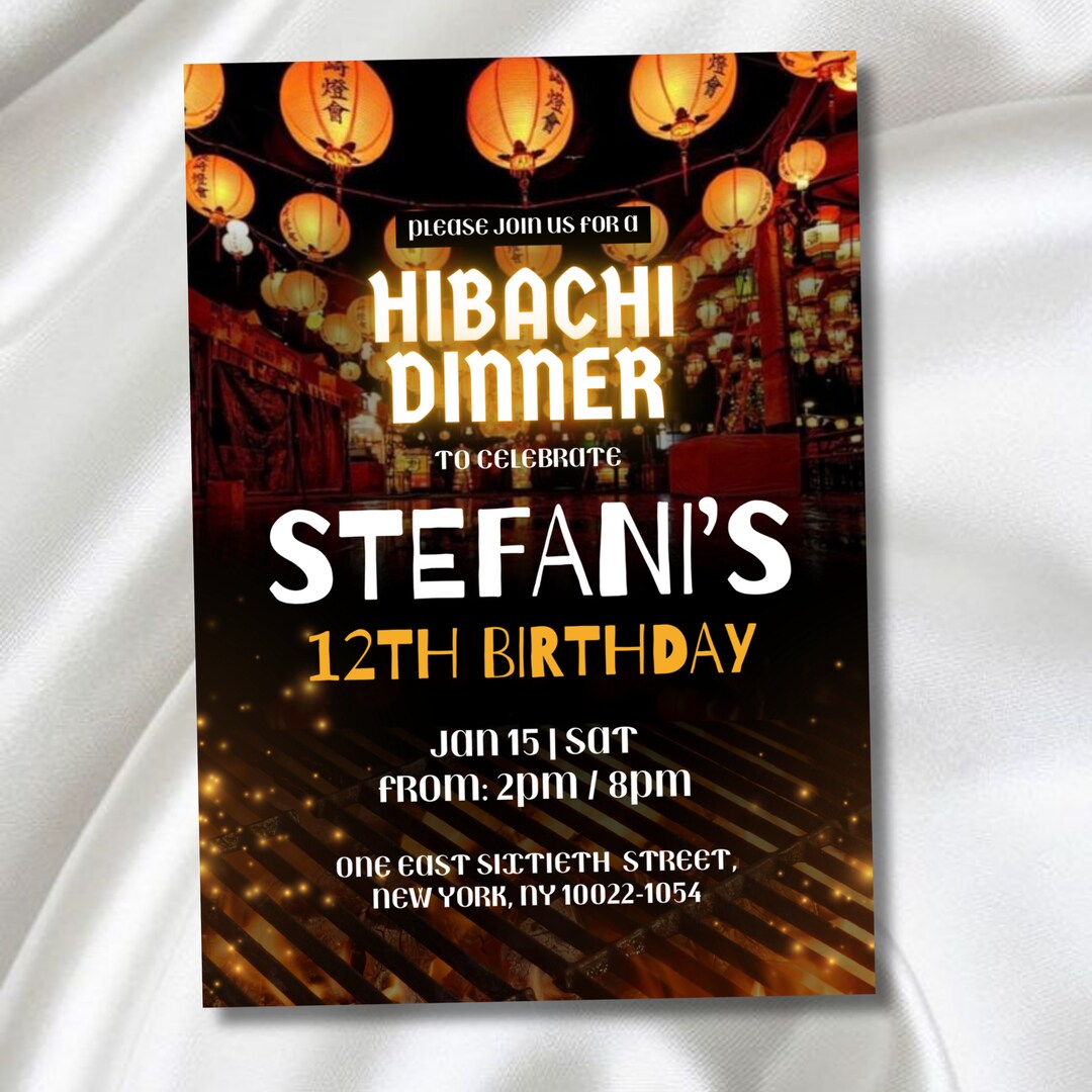 Hibachi Birthday Dinner Invitation, Printable Hibachi Party Invite ...