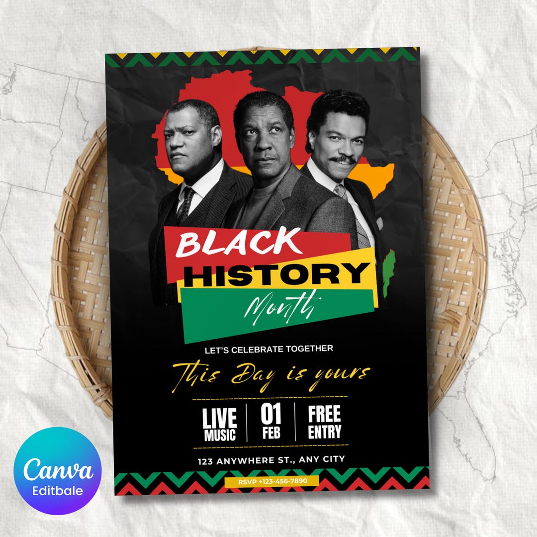 Black History Month Party Invitation, Celebration Event Flyer Template ...