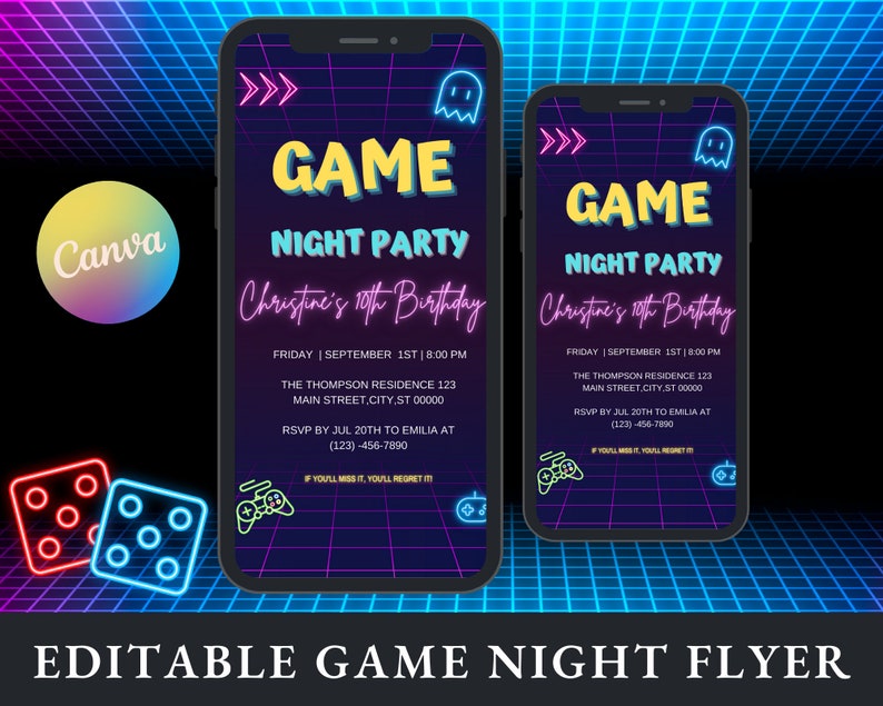 Game Night Poster Template Game Night Party, Game Night Games, Casino ...