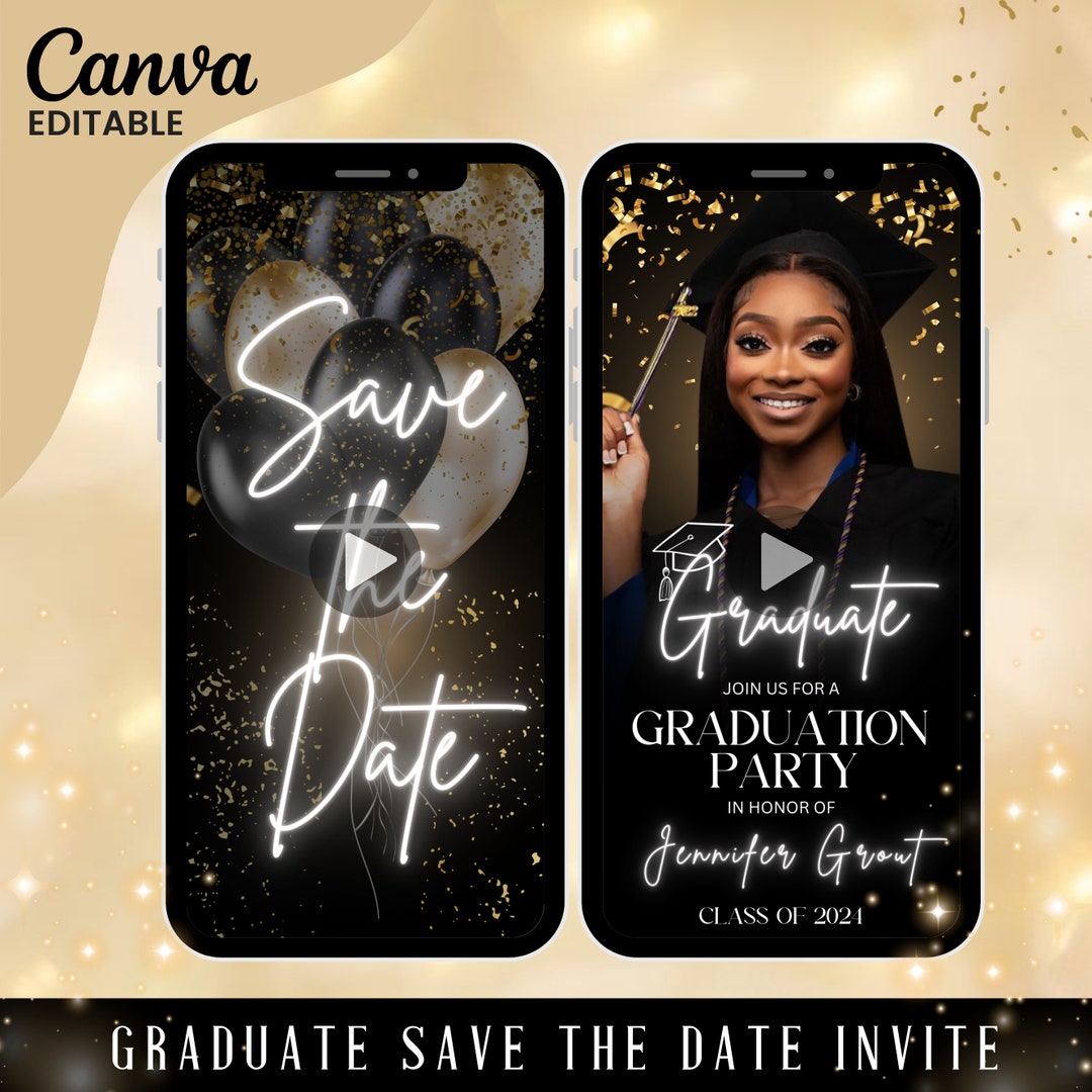 Digital & Editable Save the Date Grad E-invite Template, Instant ...