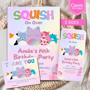 Editable Squishmallow Birthday Invitation, Squishy Invitation ...