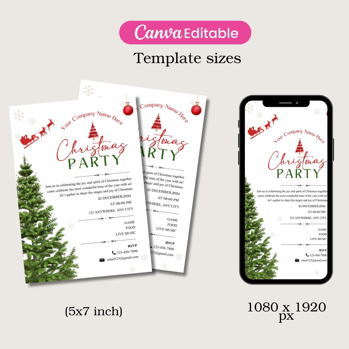 Corporate Christmas Party Invitation, Office Holiday Invite Staff ...