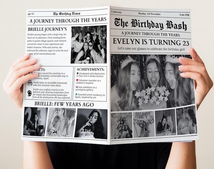 Editable Birthday Newspaper Template, Canva Birthday Newspaper ...