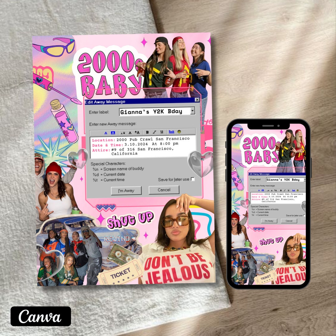 Invitación a la fiesta Y2K, invitación de cumpleaños Y2K, invitación a la fiesta de cumpleaños ...