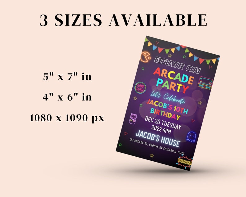Arcade Birthday Party Invitation Arcade Games Party Arcade - Etsy