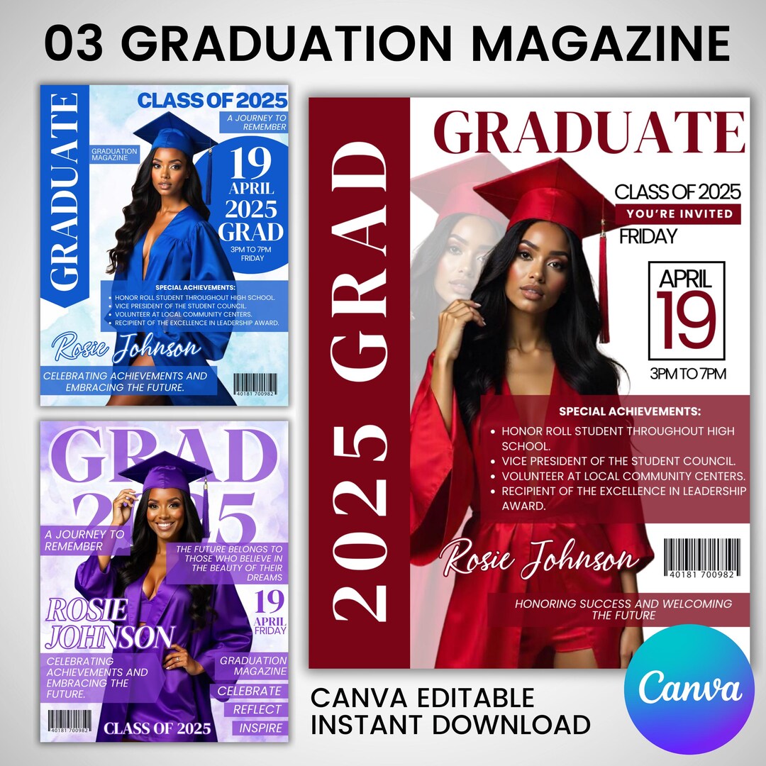 Graduation Magazine Template, High School Senior Graduation Magazine ...