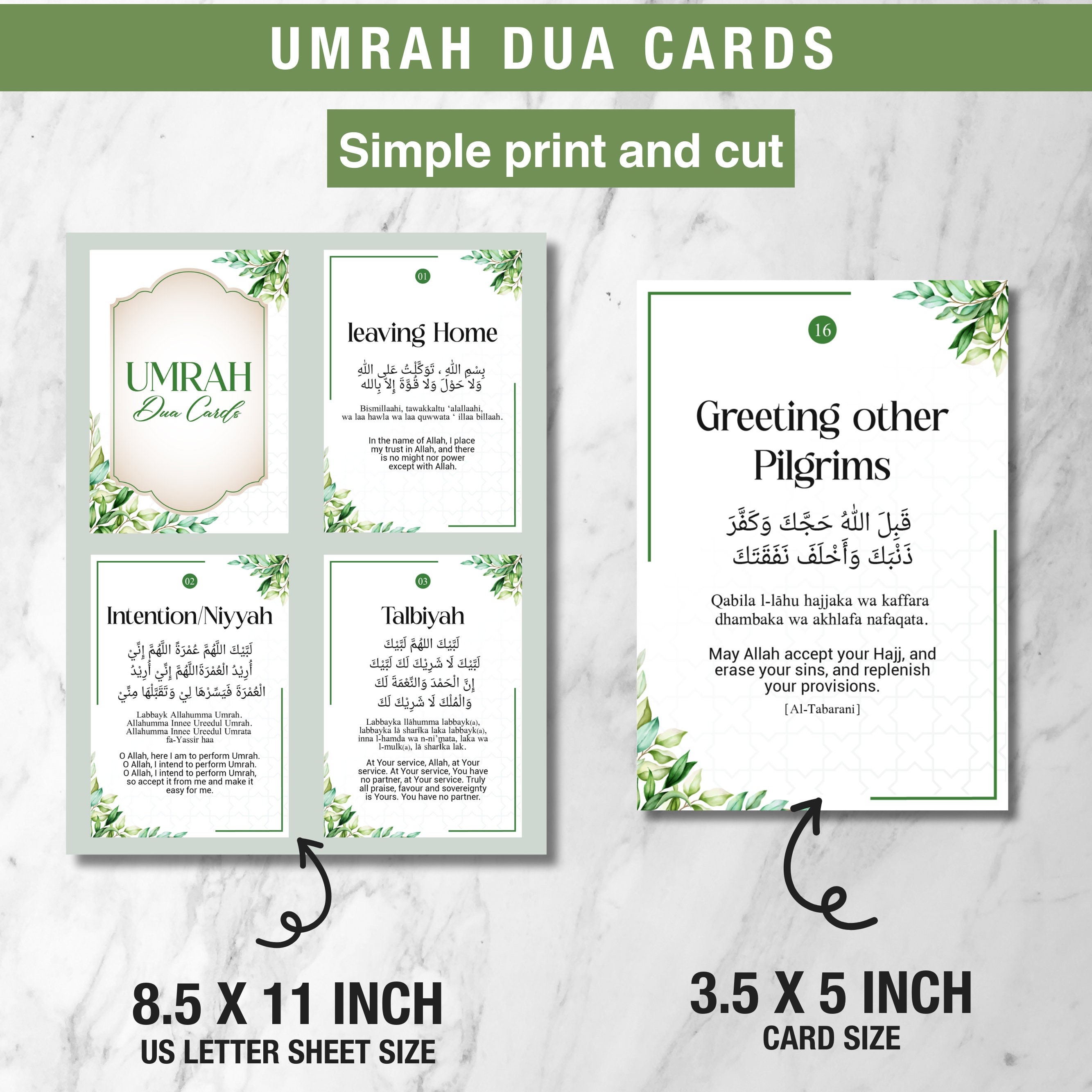 20 Umrah Dua Cards Printable, Umrah Flashcards, Umrah Mubarak Gift ...