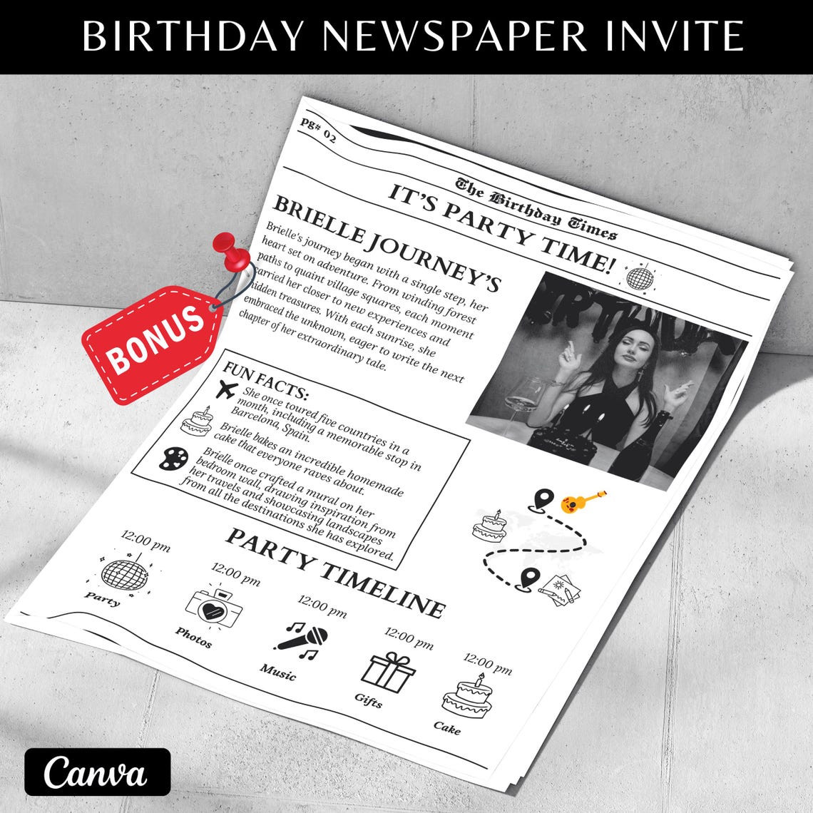 Editable Birthday Newspaper Template, Canva Birthday Newspaper ...