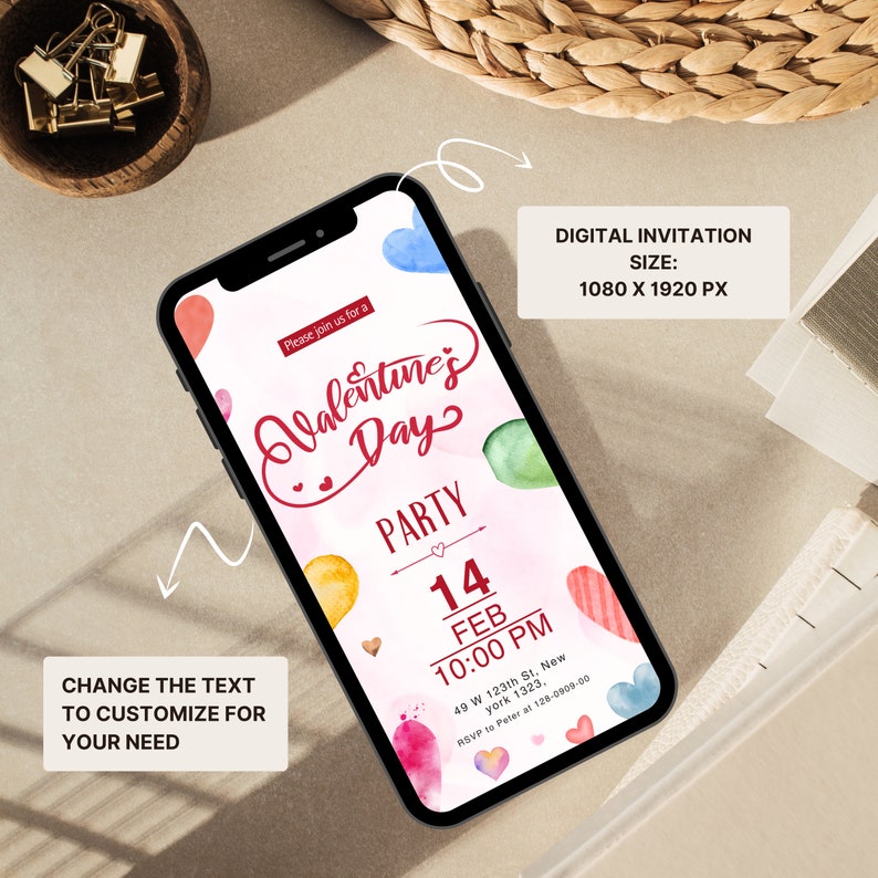 Printable Valentine Day Party Invitation Template, Happy Valentines Day ...