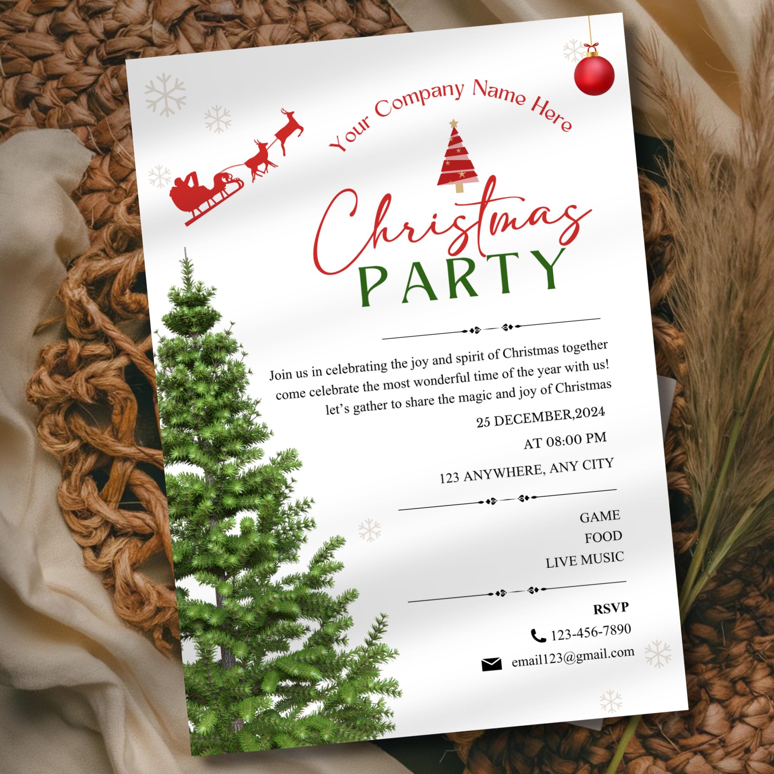 Corporate Christmas Party Invitation, Office Holiday Invite Staff ...