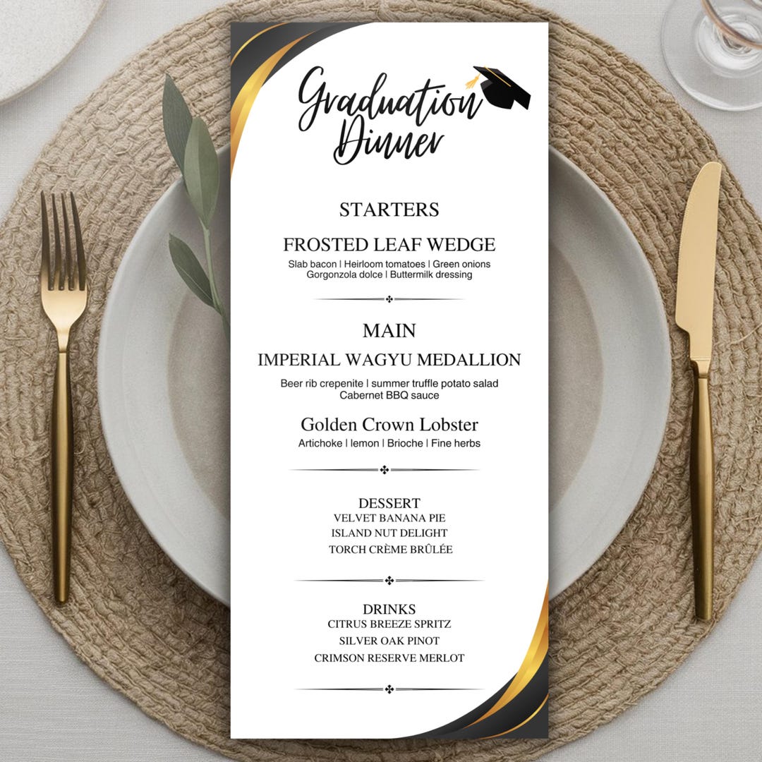 Graduation Party Menu Template, Editable Graduation Menu, and Drink ...