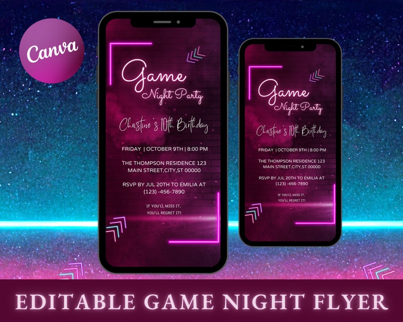 Late Night Game Flyer Game Night Flyer Template Game Night - Etsy