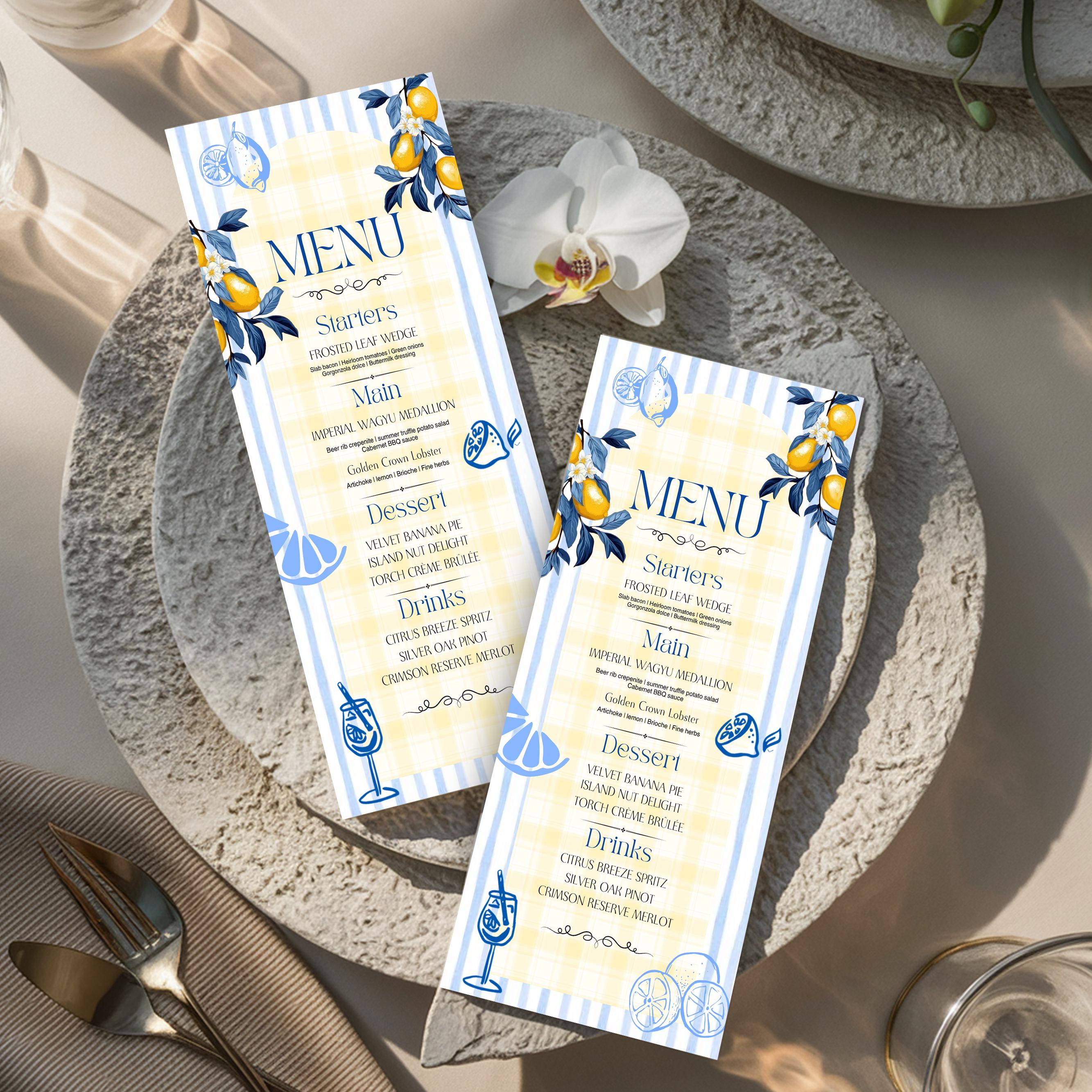 Italian Summer Dinner Menu Card, Italian Menu Card, Birthday Dinner ...