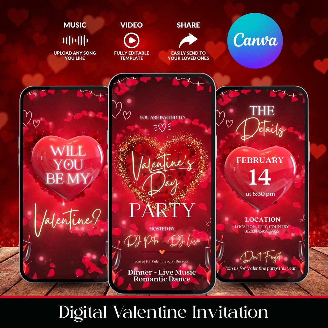 Digital Invitation for Valentine's Day, Valentines Invite,valentines ...