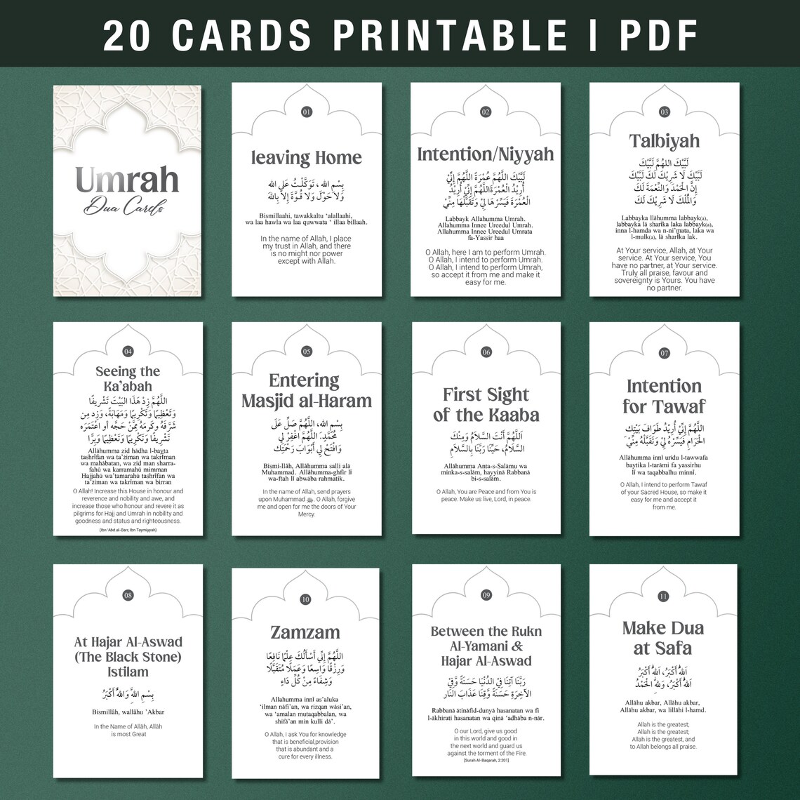 20 Umrah Dua Cards Printable, Umrah Flashcards, Umrah Mubarak Gift ...