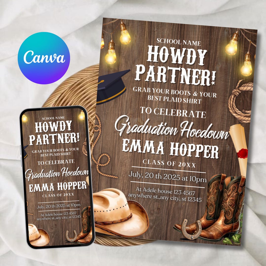 Western Graduation Invitation, Western Invitation, Grad Invitation ...