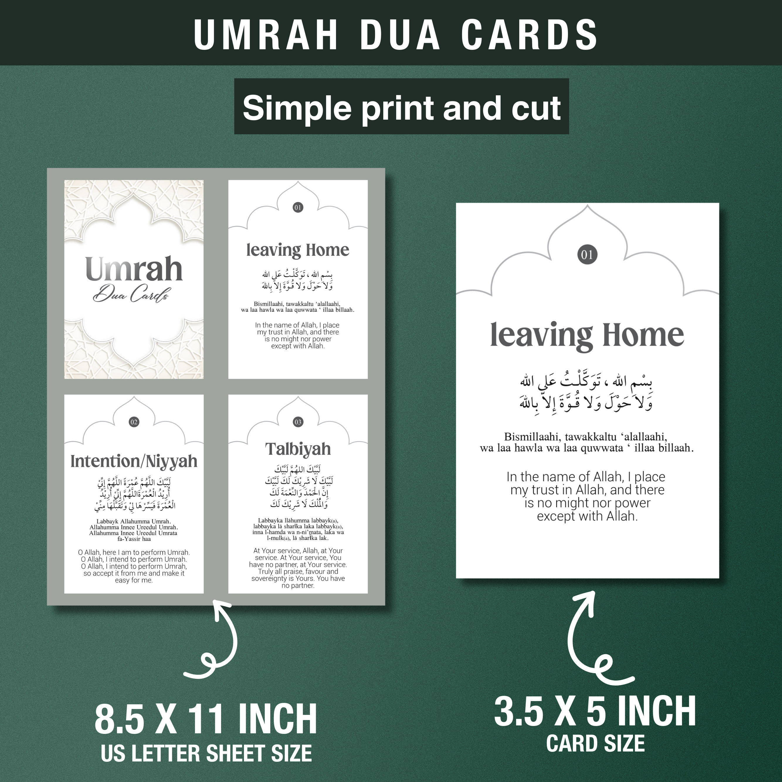 20 Umrah Dua Cards Printable, Umrah Flashcards, Umrah Mubarak Gift ...