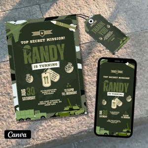 Military Party Invitations, Army Birthday Invitation, Military Theme ...