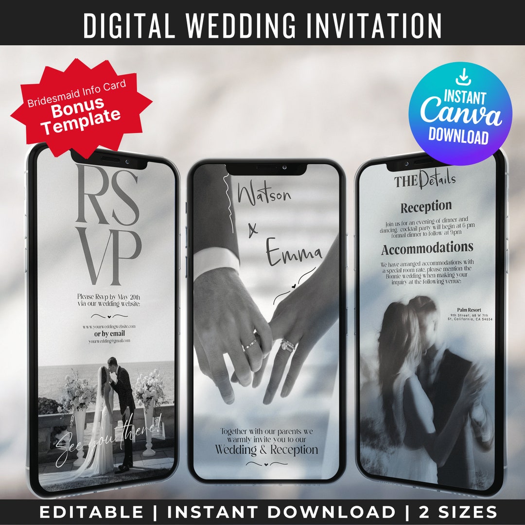 Electronic Wedding Invitation, Photo Wedding Invite, Editable Wedding ...