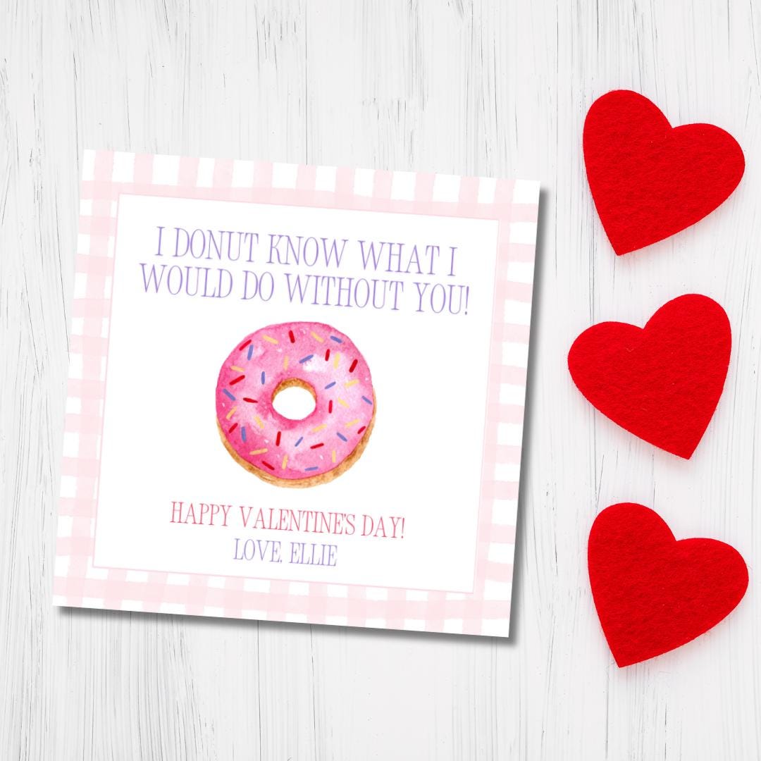 PINK DONUT - Printable Valentine Cards for Kids, Classroom Valentines ...