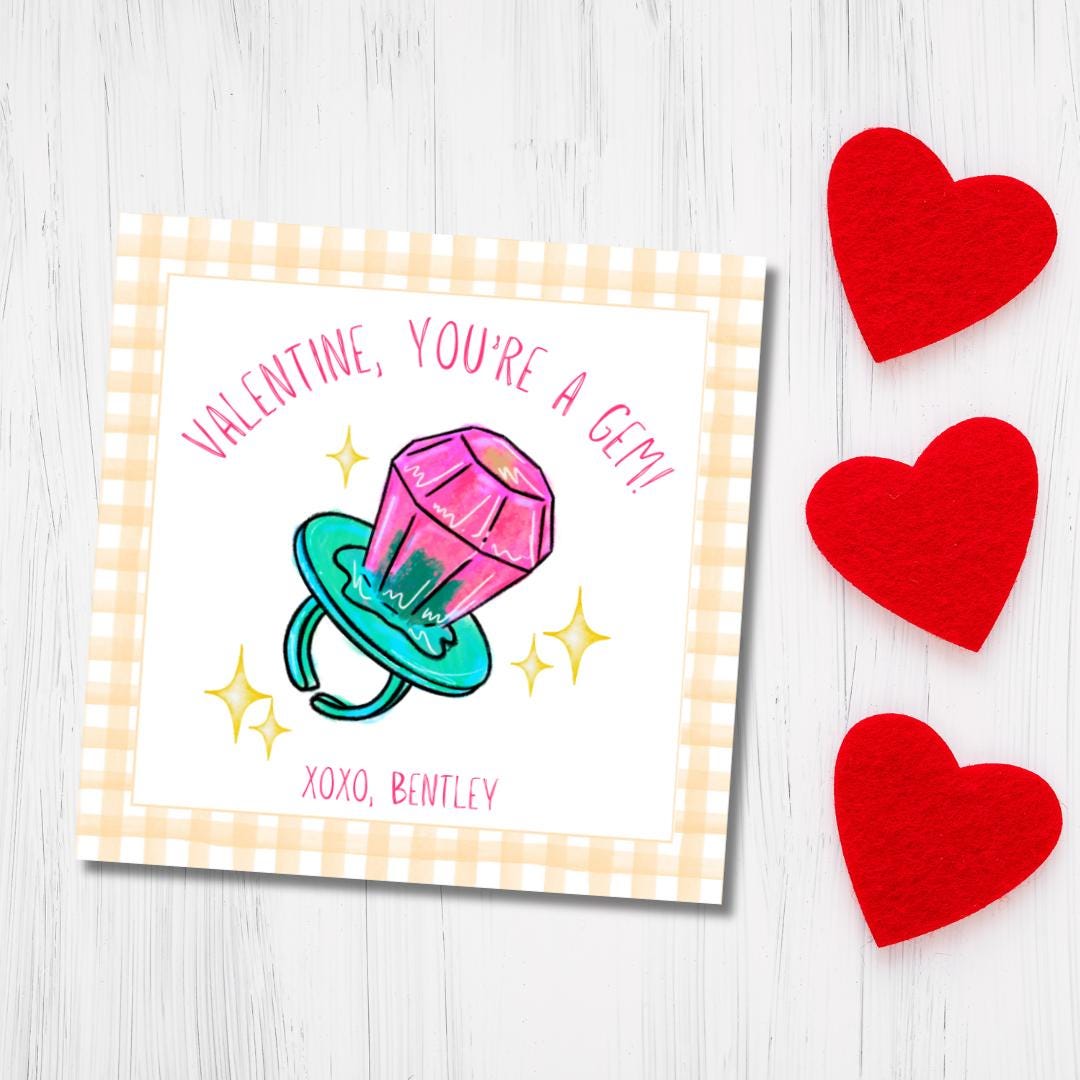 YOU'RE A GEM - Printable Valentine Cards for Kids, Classroom Valentines ...