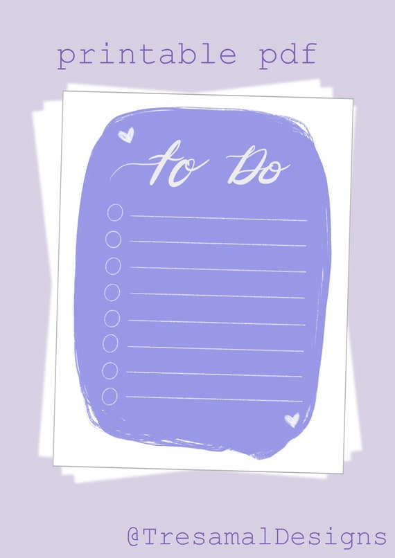 Purple to Do List printable PDF - Etsy