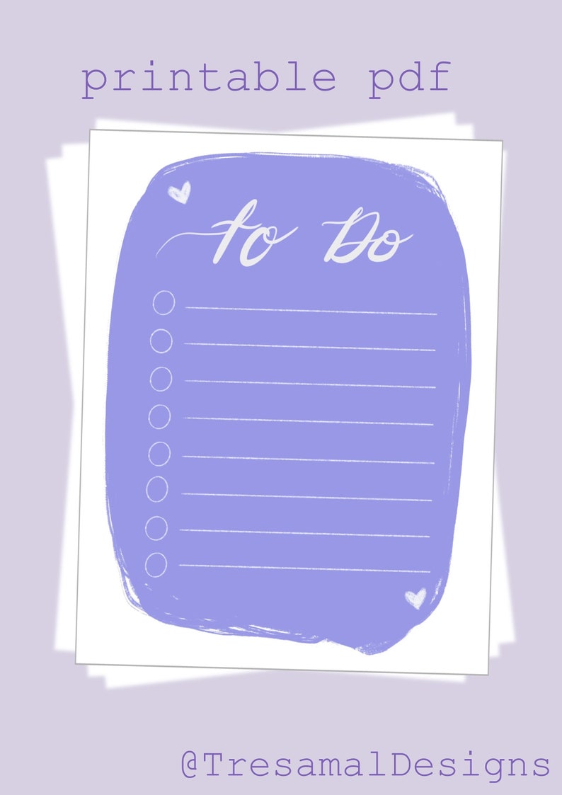 Purple to Do List (printable, PDF) - Etsy