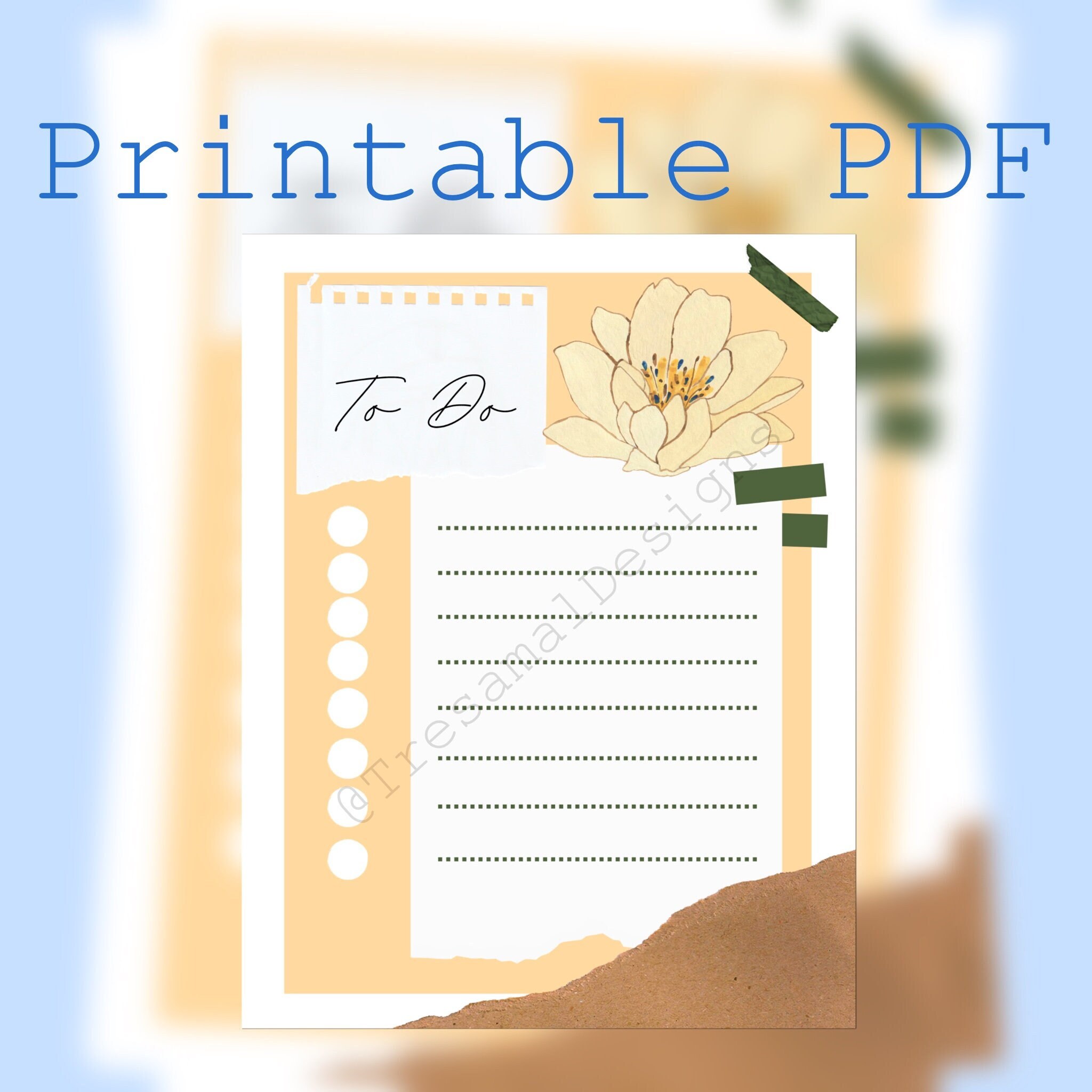 Yellow Floral PDF to Do List Printable - Etsy