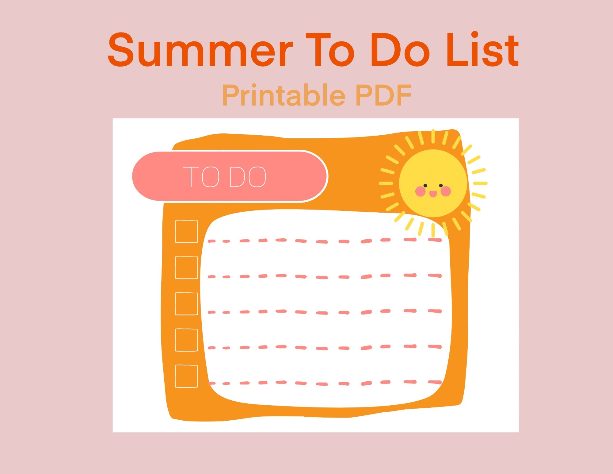 Downloadable Printable PDF (11”x8.5”) Fun Summer to Do List Chore List ...