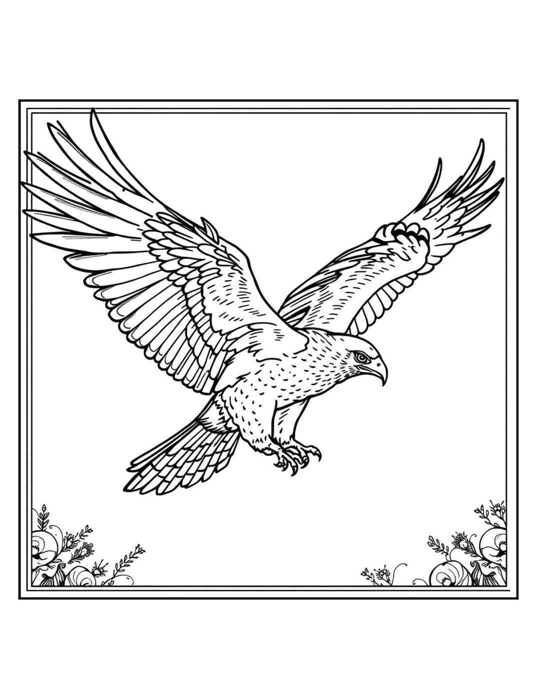 Hawks in Flight Coloring-in Pages Therapy Color in Pages Hawk Flying ...