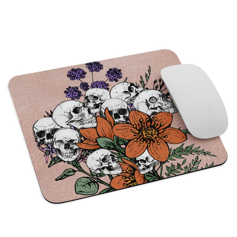 Gothic Computer Mouse Pad With Color Print of Red Roses and Small Human ...