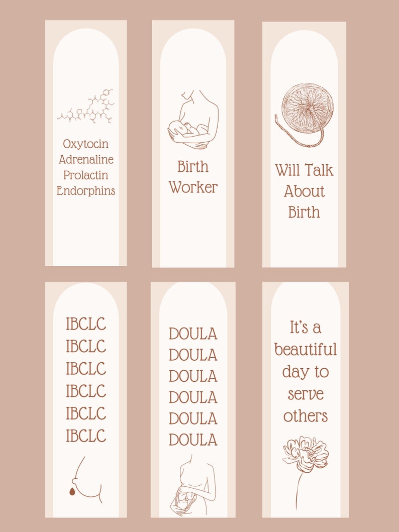 6 Printable Bookmarks | Birth Worker Bookmarks | Instant Download ...