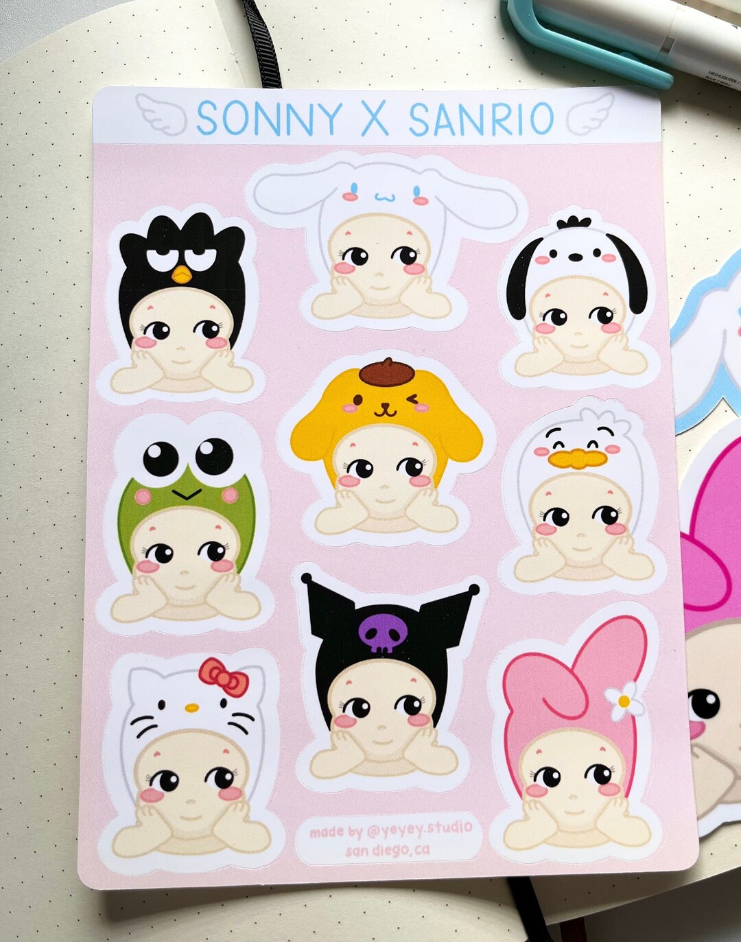 Cute Sonny Angel Sanrio Sticker Sheet, Kawaii Journal Planner Decor ...